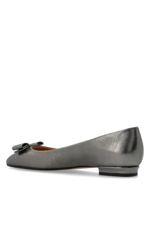 FERRAGAMO Varina Metallic Leather Ballet Flats - Silver