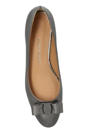 FERRAGAMO Varina Metallic Leather Ballet Flats - Silver