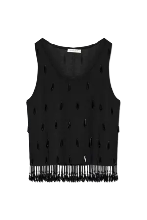BY MALENE BIRGER Hysa Top With Fringe Detail - Black