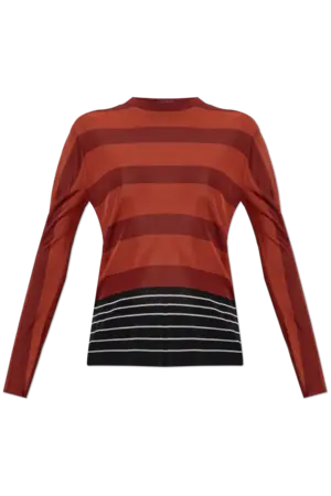 FERRAGAMO Striped Fine Knit Long Sleeve Top