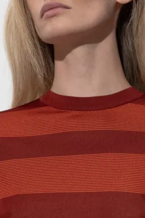 FERRAGAMO Striped Fine Knit Long Sleeve Top
