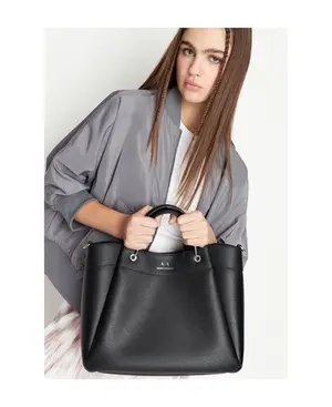 Armani Exchange Logo Leather Tote
