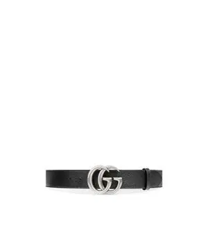 Gucci Double G Buckle Leather Belt - Black