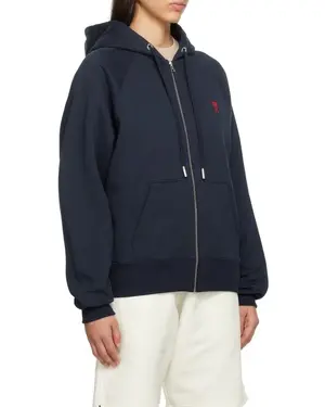 Ami Logo Embroidered Cotton Hoodie