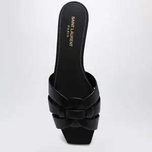 Saint Laurent Leather Braided Strap Sandals - Black