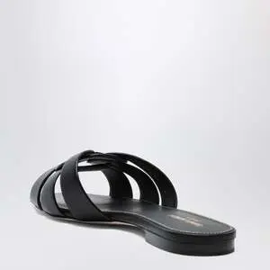 Saint Laurent Leather Braided Strap Sandals - Black