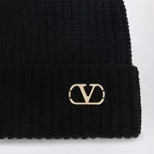 Valentino Garavani Vlogo Signature Cashmere Beanie - Black