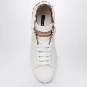 Dolce & Gabbana And Gold Leather Portofino Sneakers - White