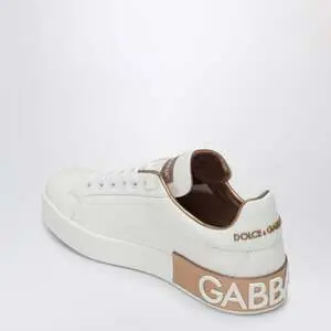 Dolce & Gabbana And Gold Leather Portofino Sneakers - White