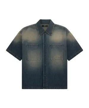 Amiri Logo Denim Short Sleeve Shirt - Sandstone