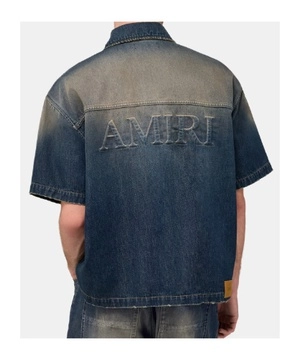 Amiri Logo Denim Short Sleeve Shirt