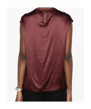 Brunello Cucinelli Satin Cap Sleeve Top