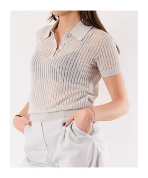 Patrizia Pepe Knitted Polo Shirt With Button Detail