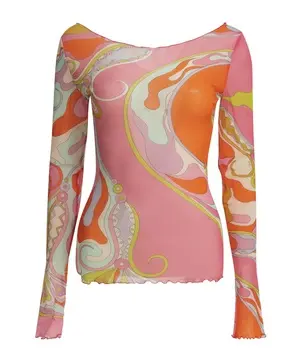 Emilio Pucci Orchidee Printed Tulle Top