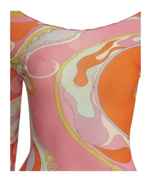Emilio Pucci Orchidee Printed Tulle Top