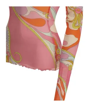 Emilio Pucci Orchidee Printed Tulle Top