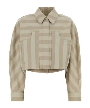 Fendi Striped Cropped Jacket - Nude