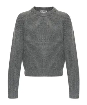 JIL SANDER Ribbed-knit Sweater With Long Sleeves - Gray