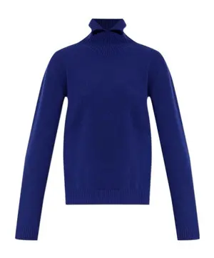 JIL SANDER Ribbed Turtleneck Sweater - Blue