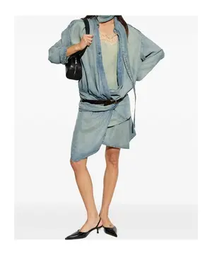 DIESEL® De-tilora-s Denim Dress With Asymmetrical Hem - Gray