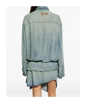 DIESEL® De-tilora-s Denim Dress With Asymmetrical Hem - Gray