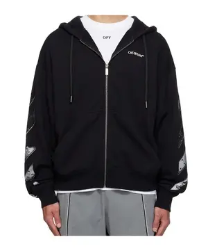 Off-White Logo Print Zip-up Hoodie