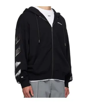 Off-White Logo Print Zip-up Hoodie