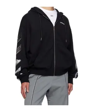 Off-White Logo Print Zip-up Hoodie