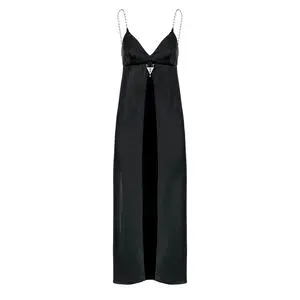 VAZAF Satin Triangle Top With Chain Straps And Removable Charm