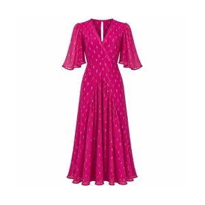 ROSE & NANCY Talia Fuchsia Metallic Maxi Dress