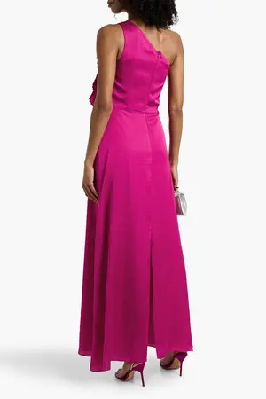PatBO One-shoulder Ruffled Satin Gown