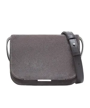 Giorgio Armani Suede Shoulder Bag With Flap And Adjustable Strap