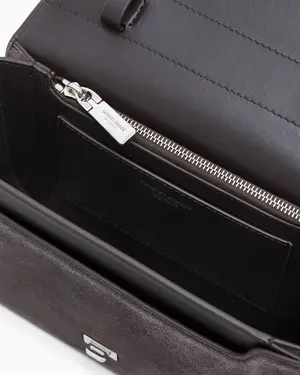 Giorgio Armani Suede Shoulder Bag With Flap And Adjustable Strap