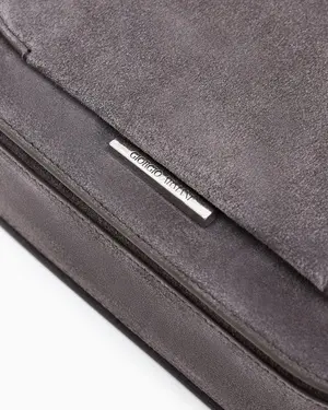 Giorgio Armani Suede Shoulder Bag With Flap And Adjustable Strap