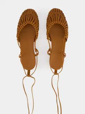 Hereu Mantera Knotted Leather Flat Sandals - Brown