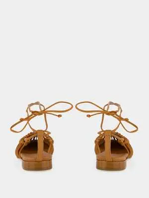 Hereu Mantera Knotted Leather Flat Sandals - Brown