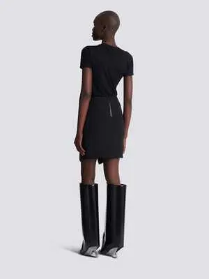 Balmain Short Grain De Poudre Skirt With Anthem Buckle