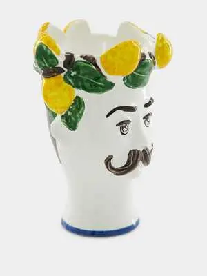 LES-OTTOMANS Hand-painted Ceramic Candle With Lemons - Multicolour