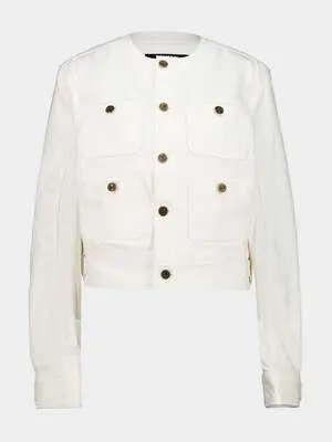 Balmain Round Collar Denim Jacket