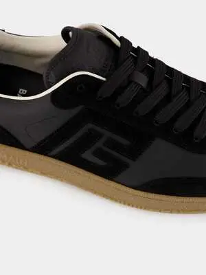 Balmain Swan Suede And Leather Lace-up Trainers - Black
