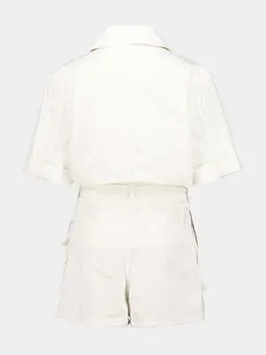 Balmain Belted Denim Playsuit