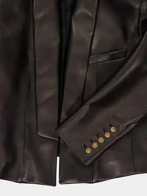 Balmain Lambskin Leather Spencer Jacket With Shawl Lapel