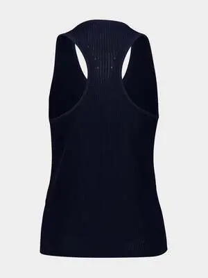 FERRAGAMO Navy Knitted Racer Back Top