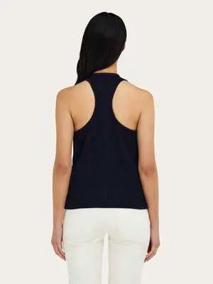 FERRAGAMO Navy Knitted Racer Back Top