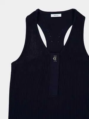 FERRAGAMO Navy Knitted Racer Back Top