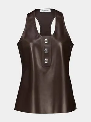 FERRAGAMO Espresso Nappa Leather Racer Back Vest - Brown