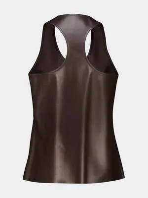 FERRAGAMO Espresso Nappa Leather Racer Back Vest