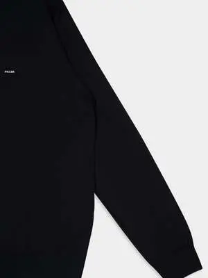 Prada Superfine Wool Crewneck Pullover - Black