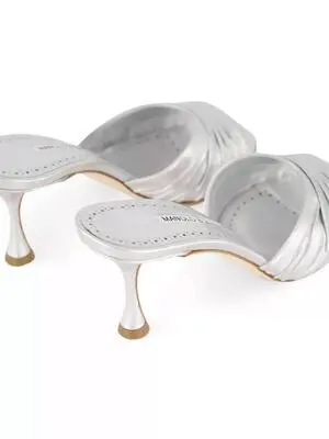 Manolo Blahnik Pirua Nappa Leather Heeled Mules