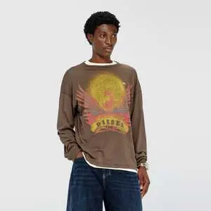DIESEL® Long Sleeve T-shirt With Phoenix Graphic - Brown